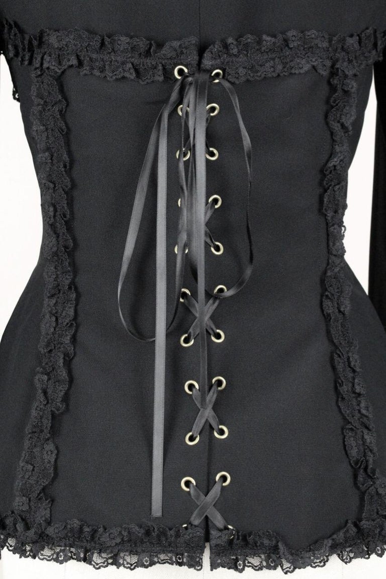 1990s MOSCHINO COUTURE! Black Corset Style Lace-Up Back Blazer Jacket ...