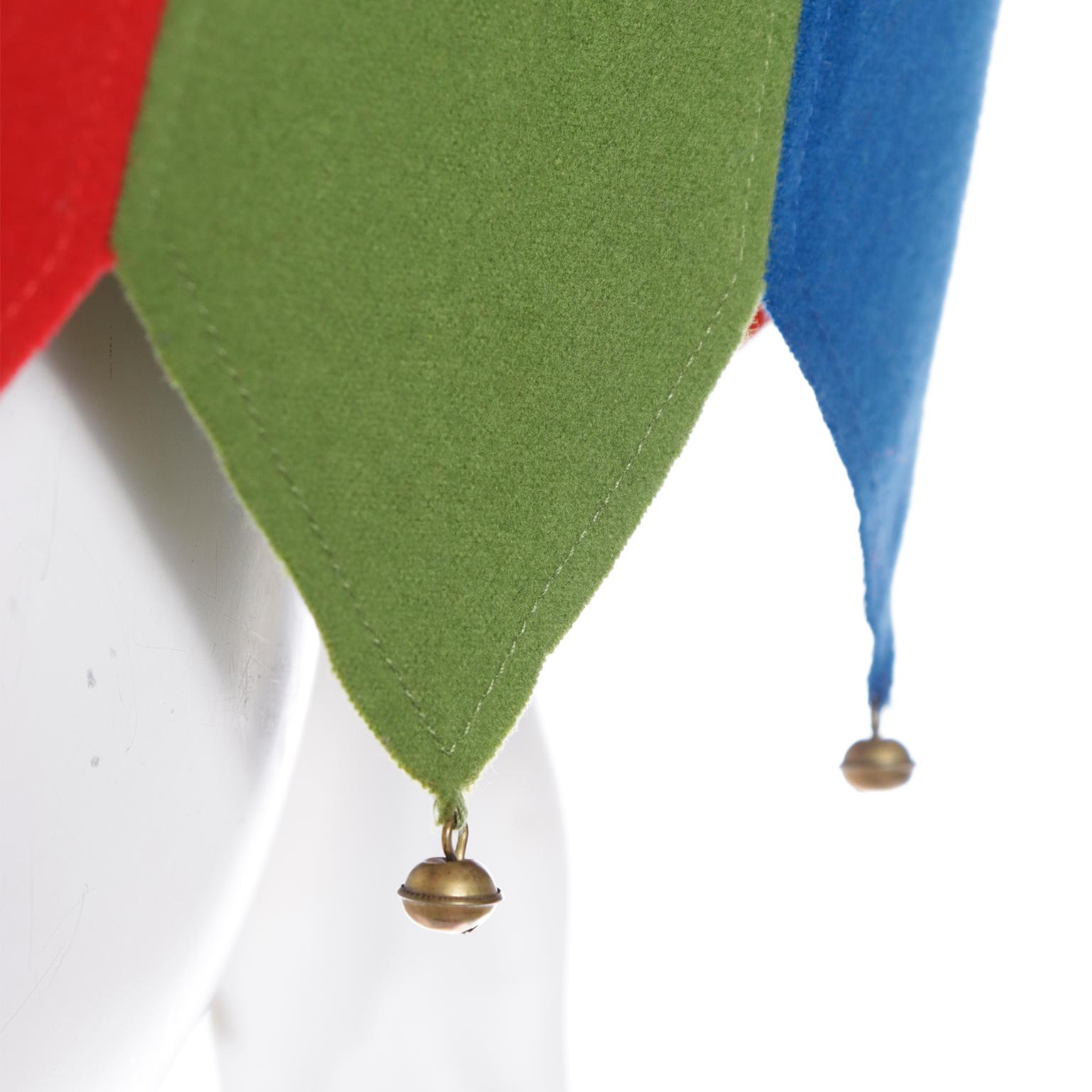 1990s Moschino Jester Vertical Striped Multi Colored Vest With Bells ...