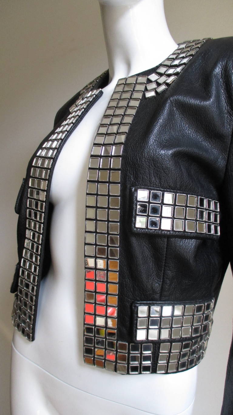 Moschino Leather Jacket with Mirror Trim 1990s For Sale at 1stDibs ...