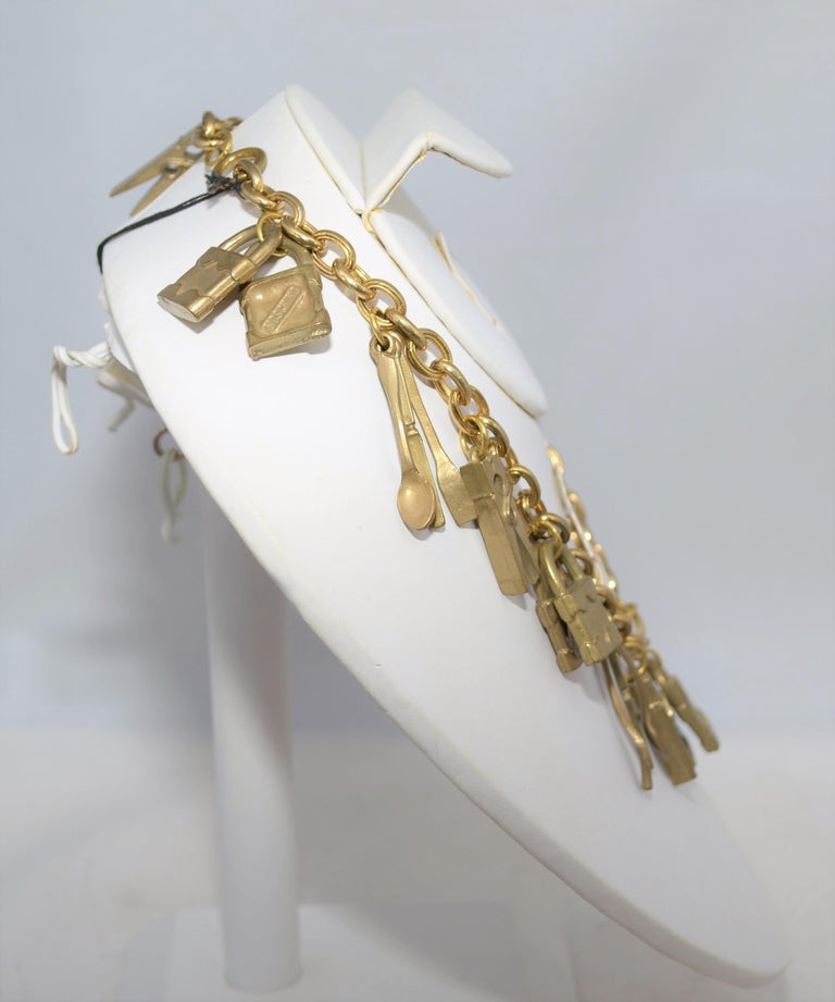 1990’s Moschino Vintage Chain Necklace with Padlock, Cutlery Charms at ...