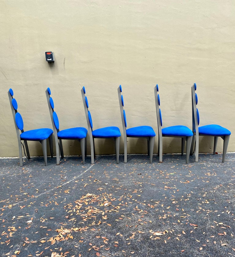1990s Multi-Colored Sculptural Memphis Style Dining Table and 6 Chairs ...