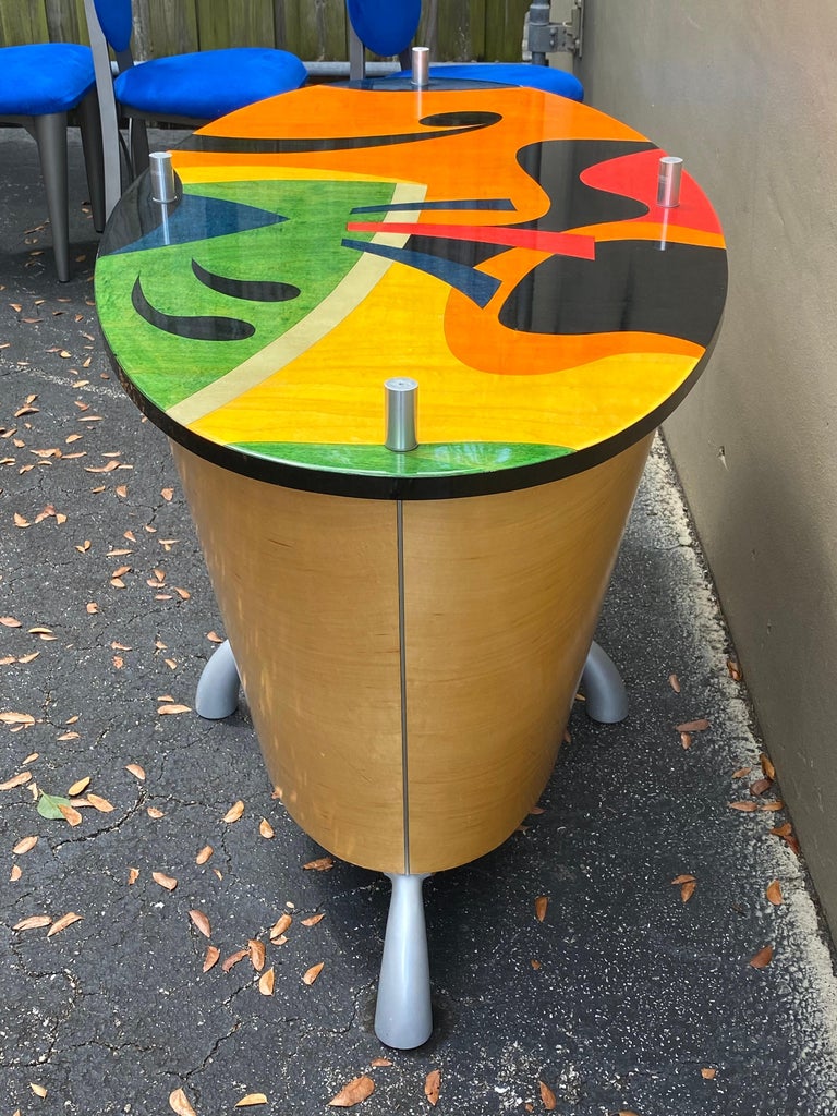 1990s Multi-Colored Sculptural Memphis Style Dining Table and 6 Chairs ...