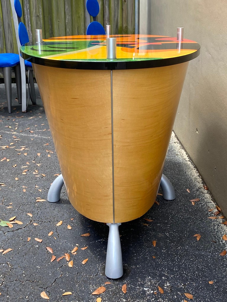 1990s Multi-Colored Sculptural Memphis Style Dining Table and 6 Chairs ...