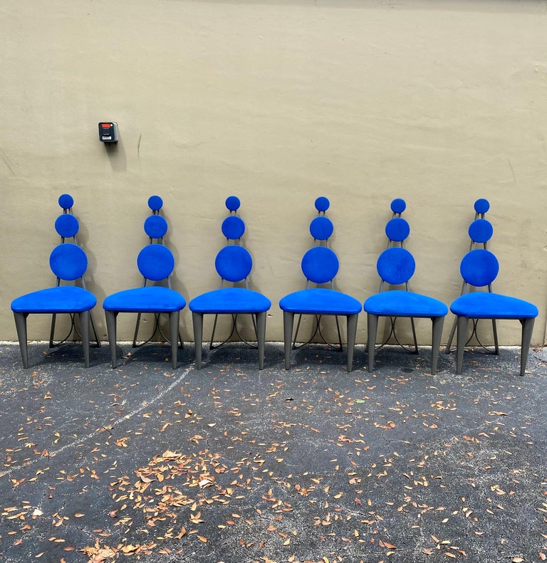 1990s Multi-Colored Sculptural Memphis Style Dining Table and 6 Chairs ...