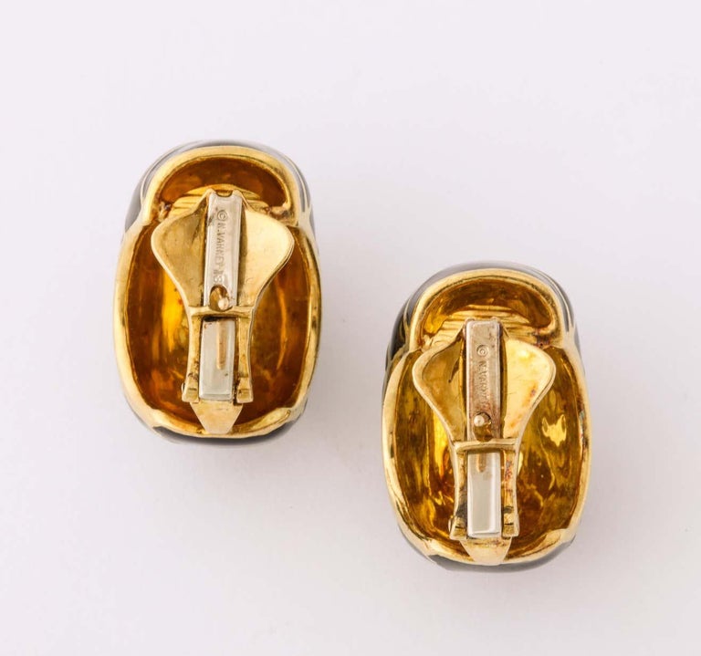 1990's Nicholas Varney Black Enamel and Gold Animal Print Motif Clip On ...