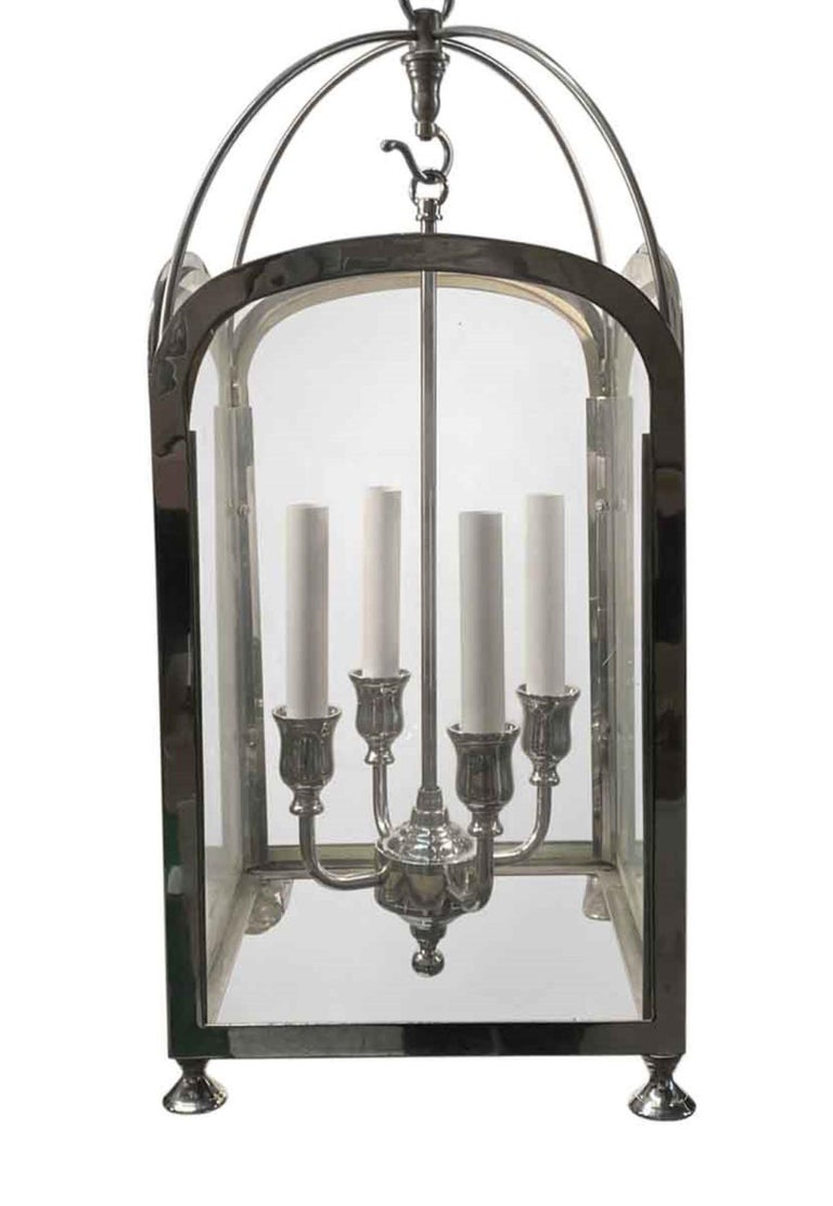 1990s Nickel Finished Brass Lantern Mid-Century Modern Entryway or ...