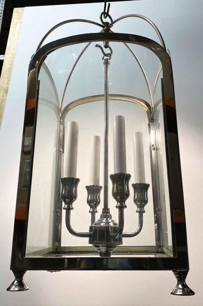 1990s Nickel Finished Brass Lantern Mid-Century Modern Entryway or ...