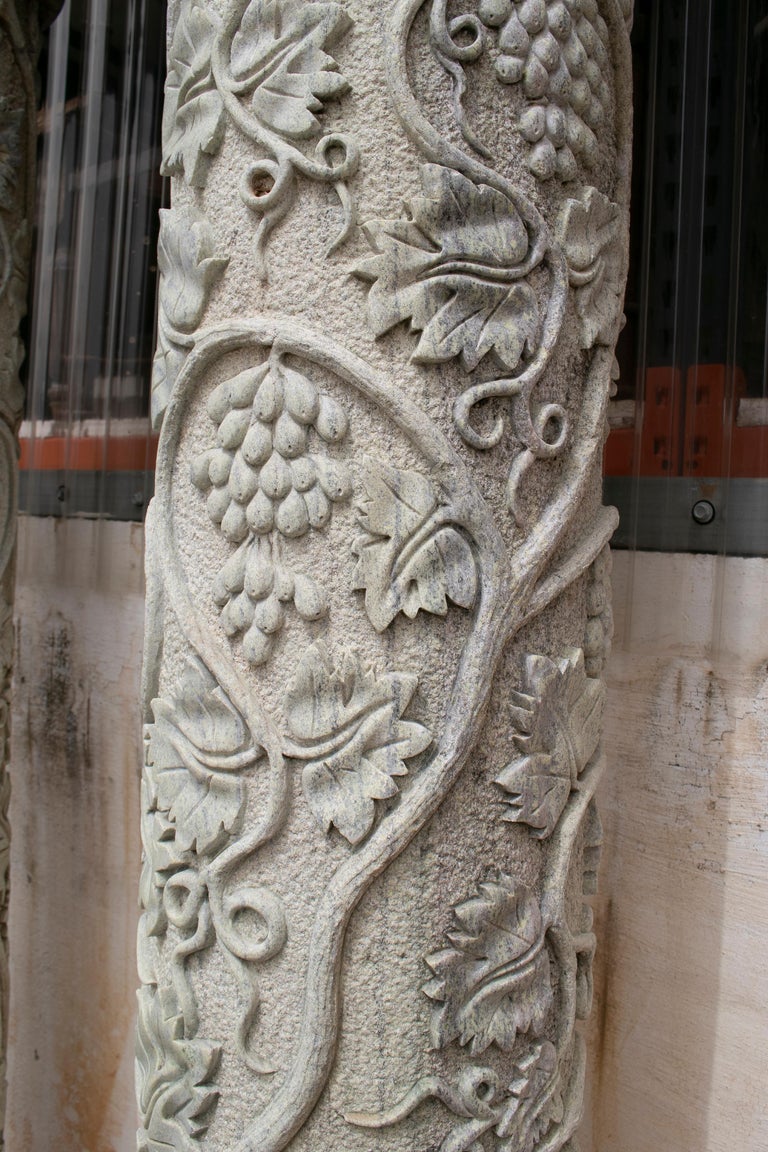 1990s Pair of Hand Carved Serpentine Green Marble Corinthian Columns ...