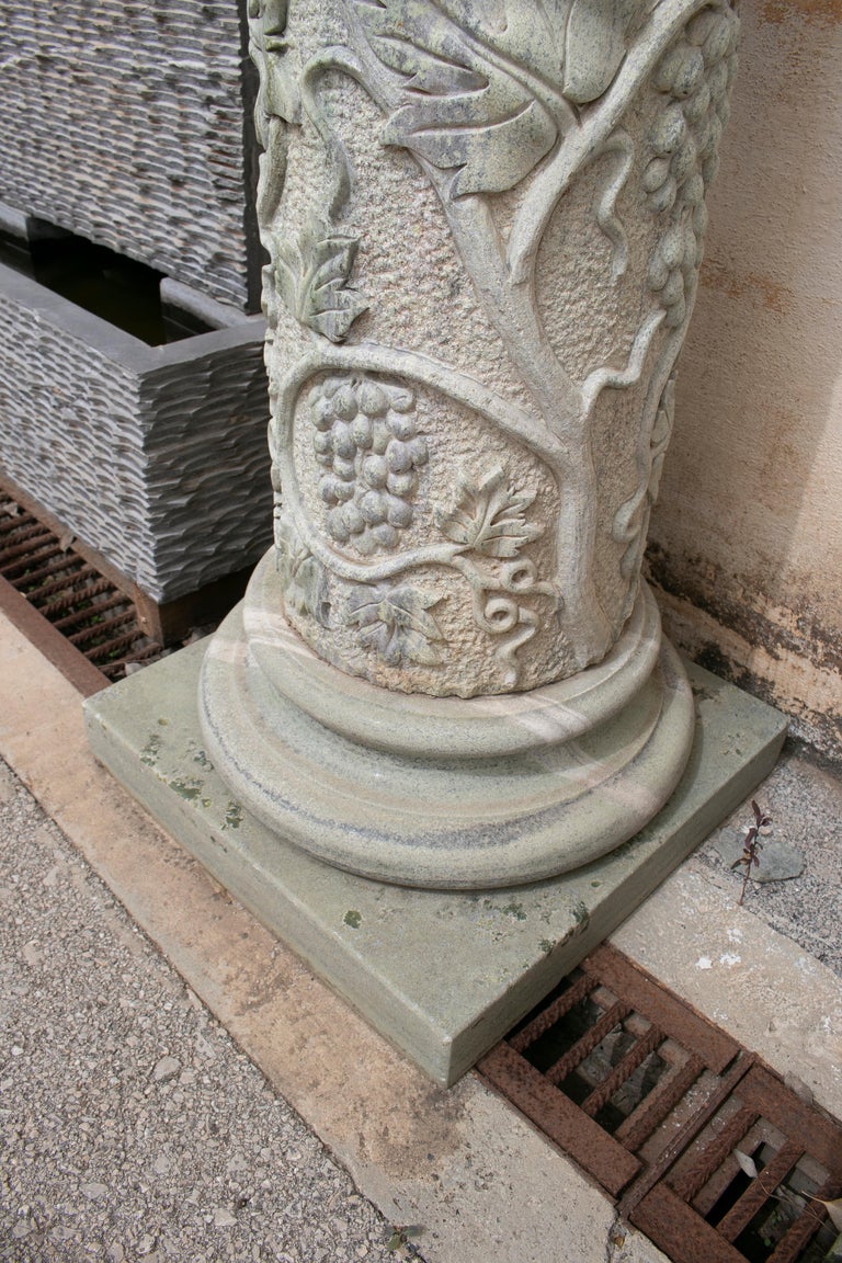 1990s Pair of Hand Carved Serpentine Green Marble Corinthian Columns ...