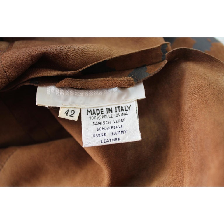 1990s Pancaldi Brown Leather Fringes Country Spotted Vintage Shirt ...