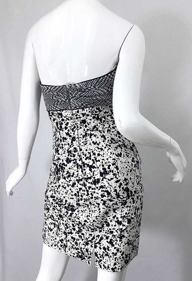 1980s Patricia Rhodes I Magnin Size 6 Black and White Vintage Strapless ...