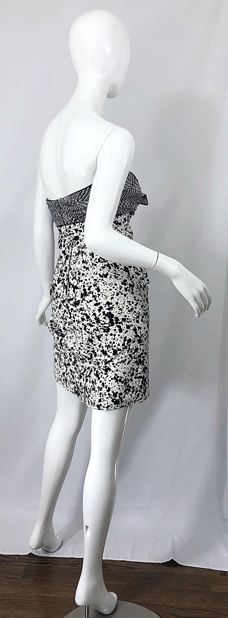 1980s Patricia Rhodes I Magnin Size 6 Black and White Vintage Strapless ...