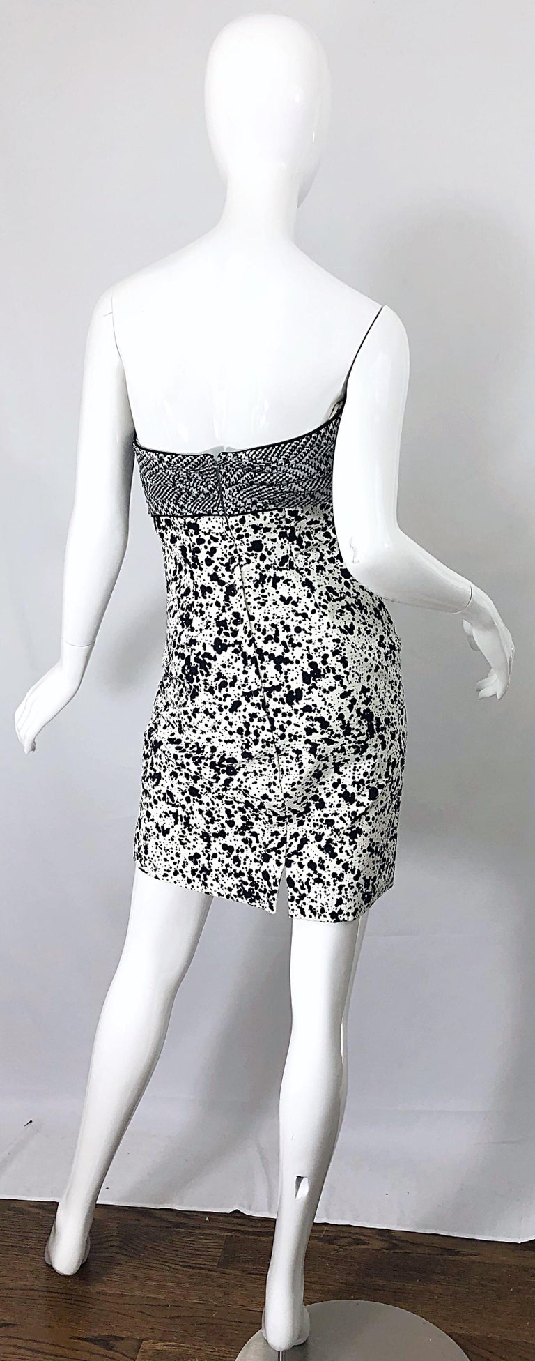 1980s Patricia Rhodes I Magnin Size 6 Black and White Vintage Strapless ...