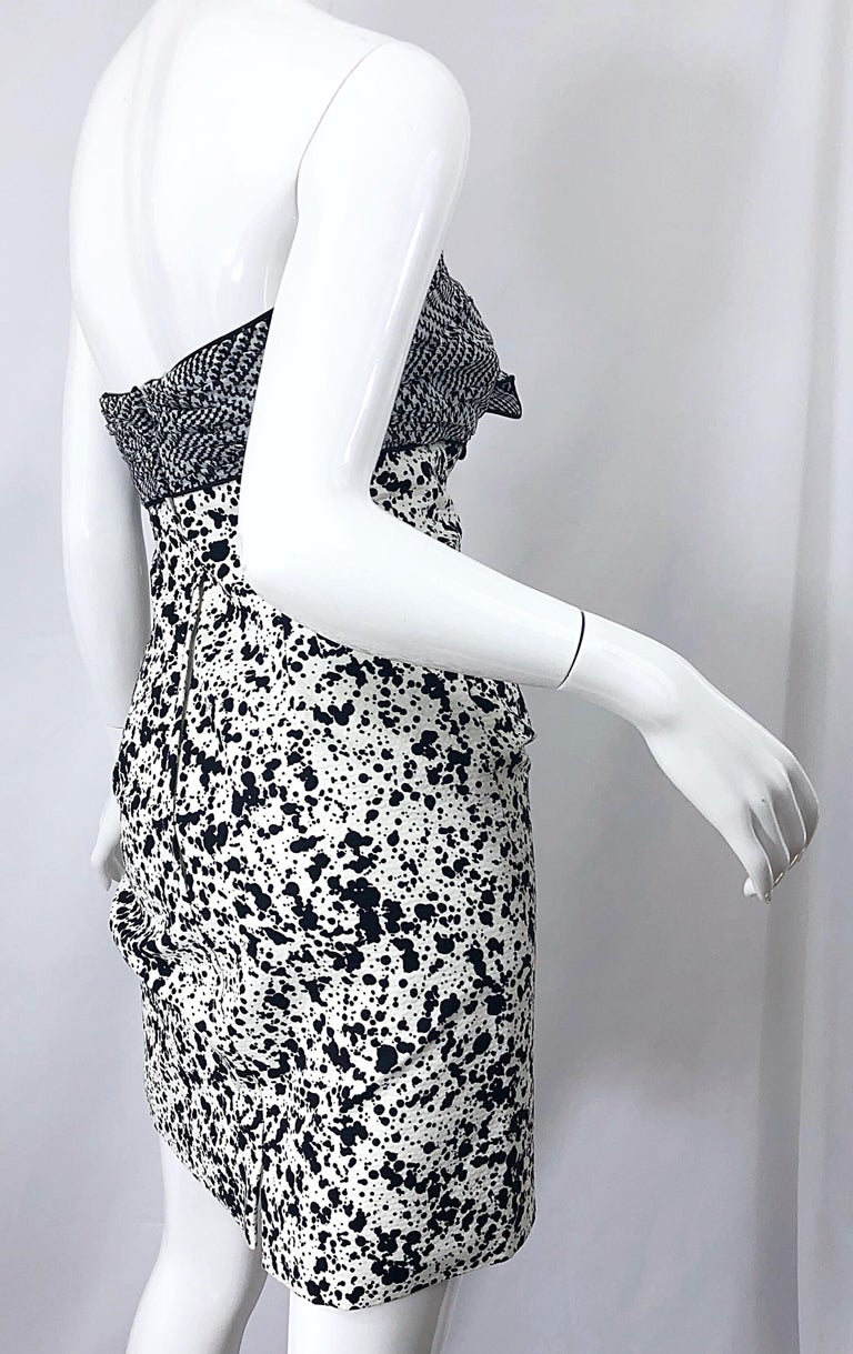 1980s Patricia Rhodes I Magnin Size 6 Black and White Vintage Strapless ...