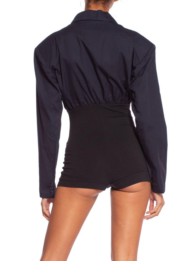 1990'S PLEIN SUD Black Cotton Micro Mini Blazer Romper Dress at 1stDibs