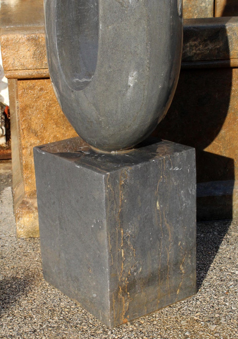 1990s Polished Modern Abstract Sculpture in Hand Carved Black Belgian ...