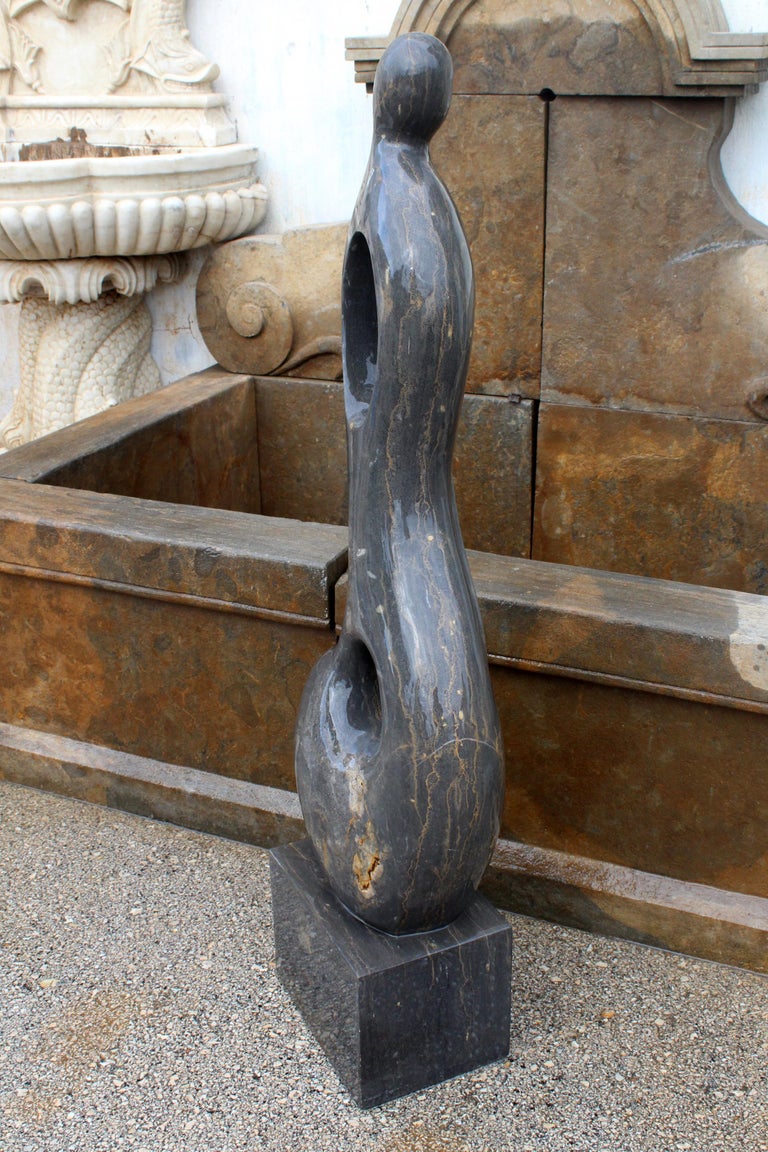 1990s Polished Modern Abstract Woman Sculpture in Italian Nero Portoro ...