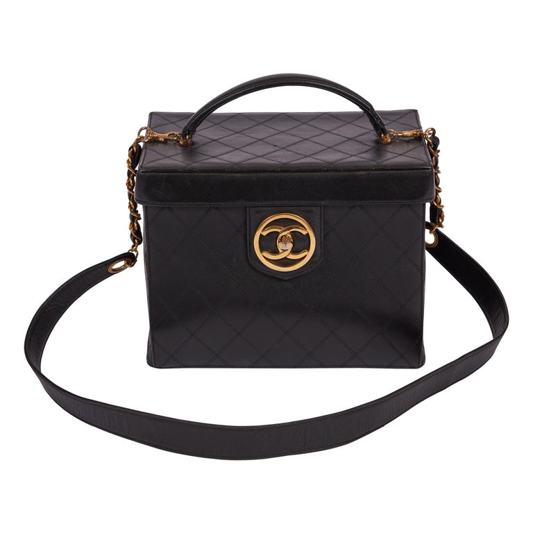 1990's Rare Chanel Black Leather Beauty Case at 1stDibs