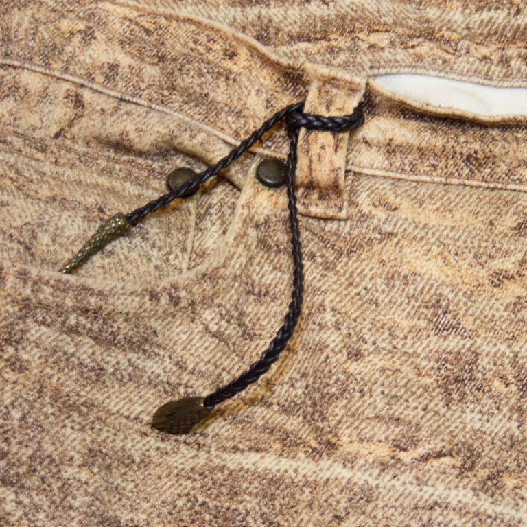 1990s Roberto Cavalli Beige Snake Print Jeans For Sale at 1stDibs