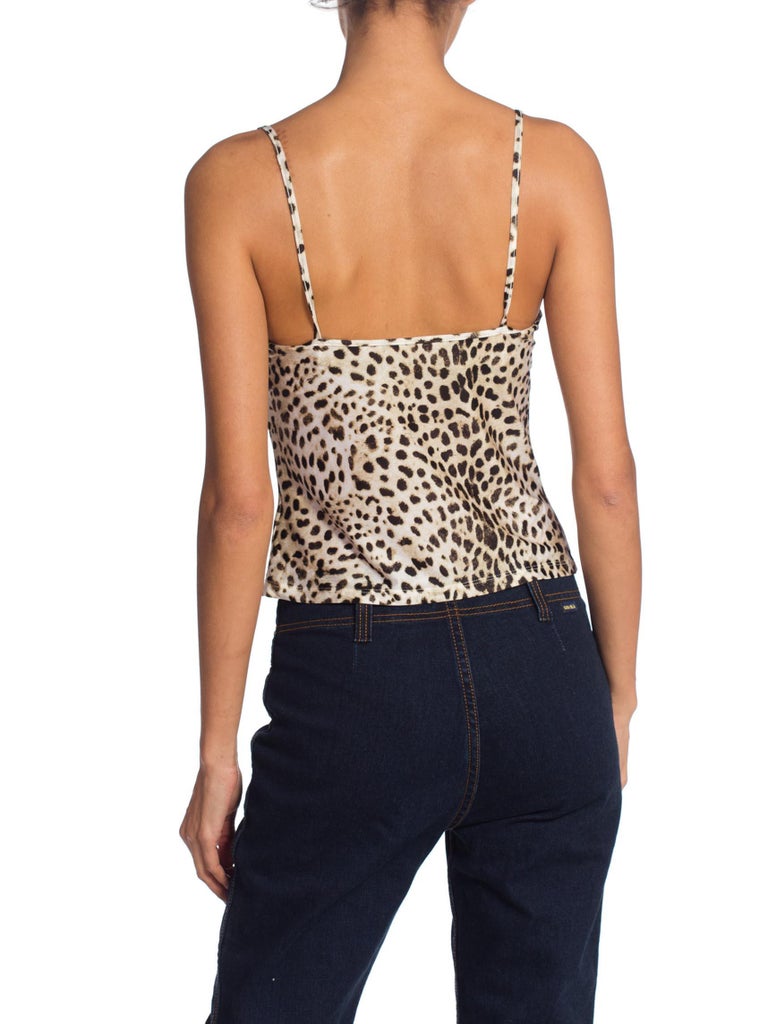 1990S Roberto Cavalli Slinky Jersey Cheetah Leopard Animal Print Cami ...