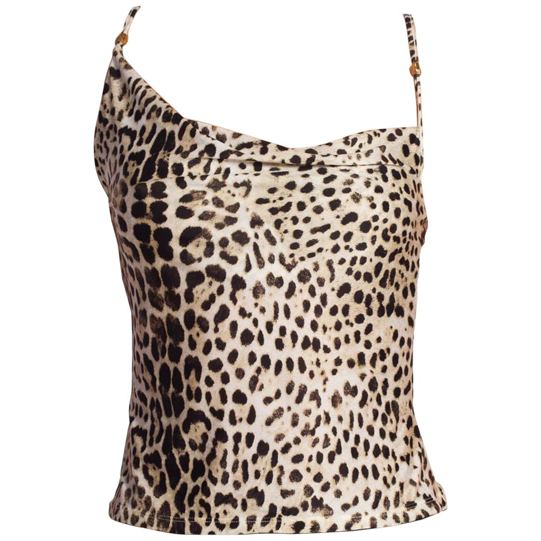 1990S Roberto Cavalli Slinky Jersey Cheetah Leopard Animal Print Cami ...