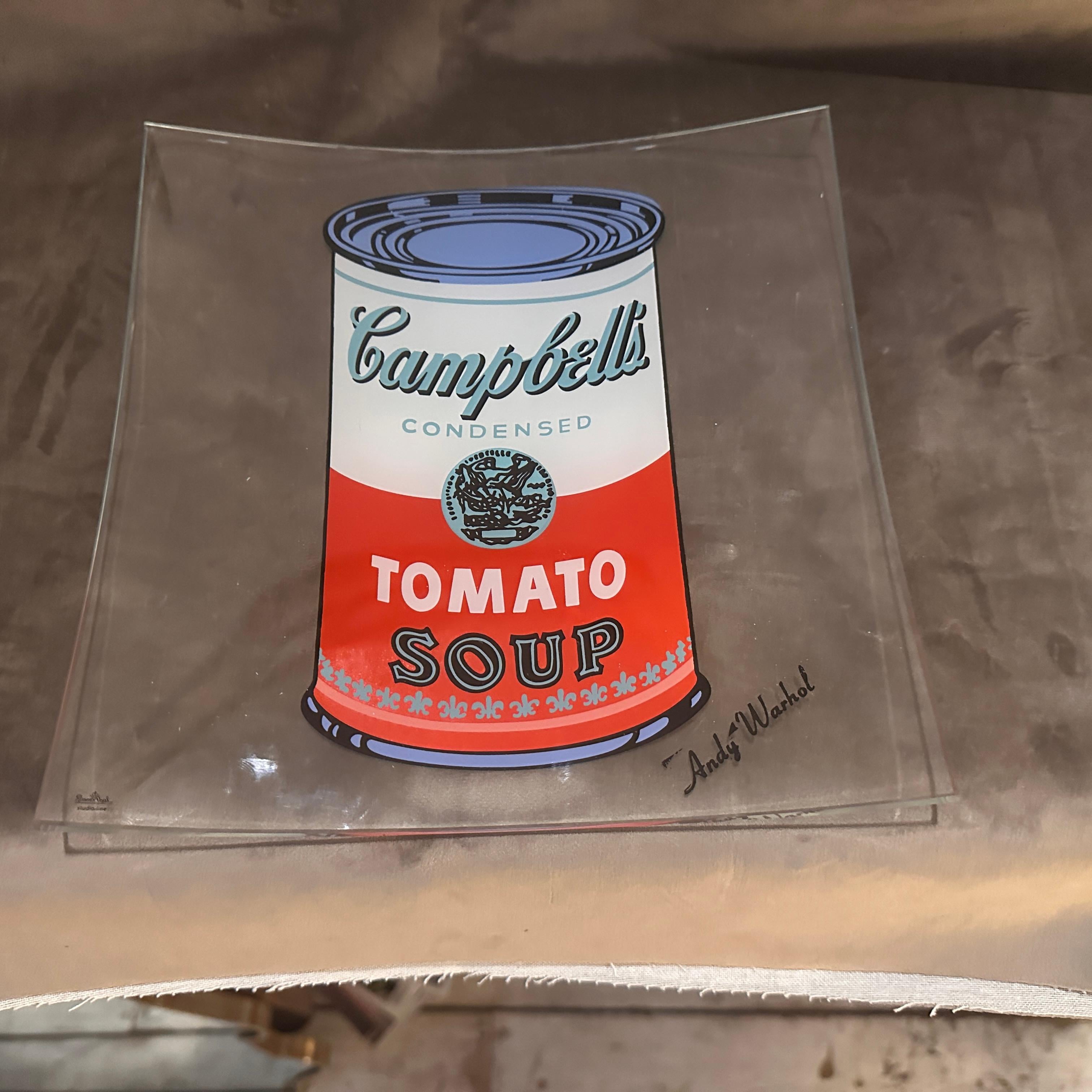 1990s Rosenthal Campbell Soup Glass Square Vide Poche Designed by Andy ...