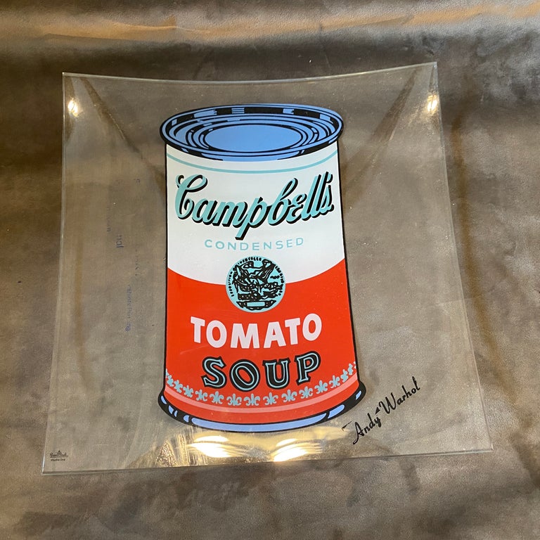 1990s Rosenthal Campbell Soup Glass square Vide Poche designed by Andy ...