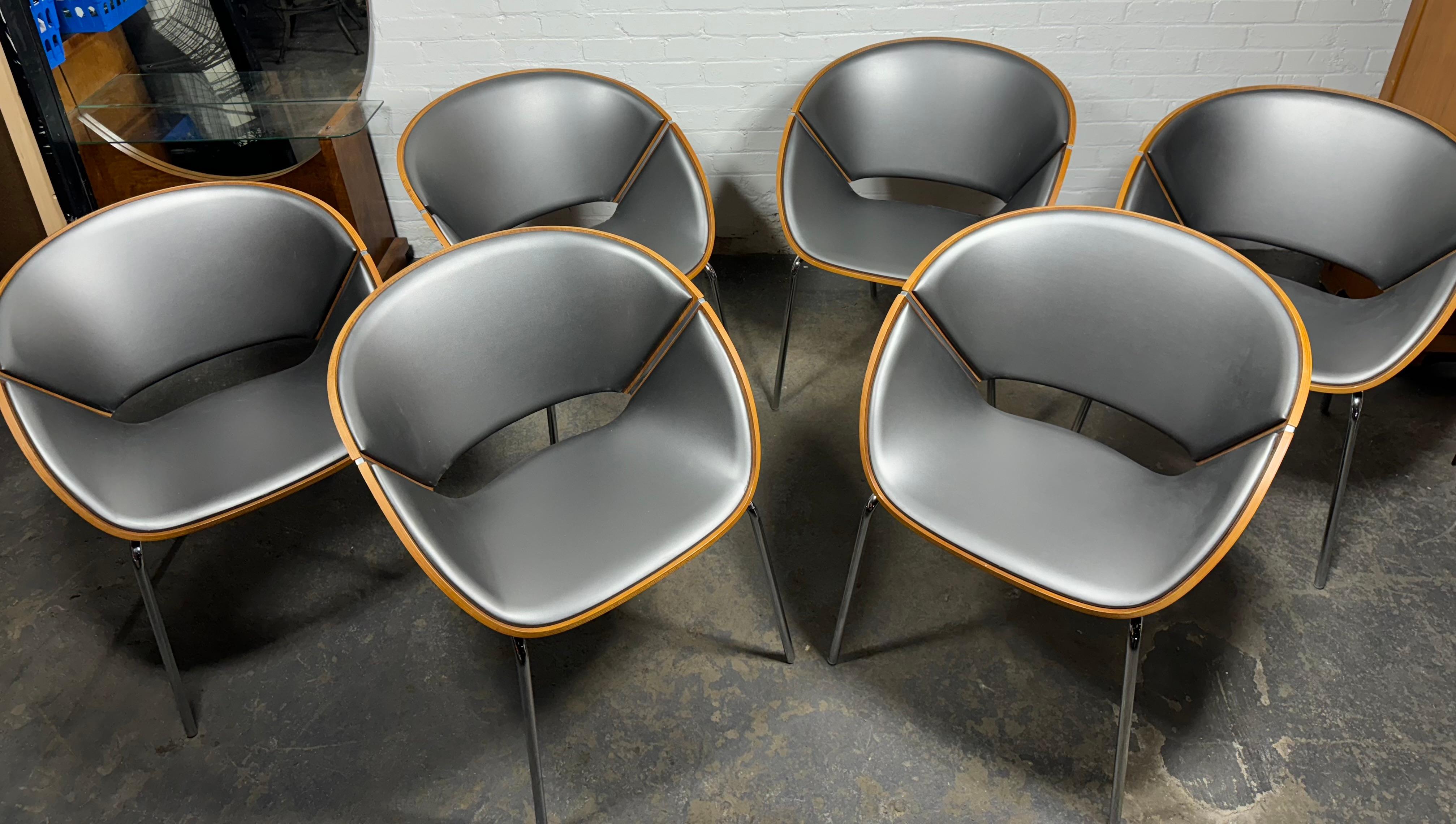 1990s Set of Six Lipse Dining Chairs by Wolfgang C.R. Mezger in Bent ...