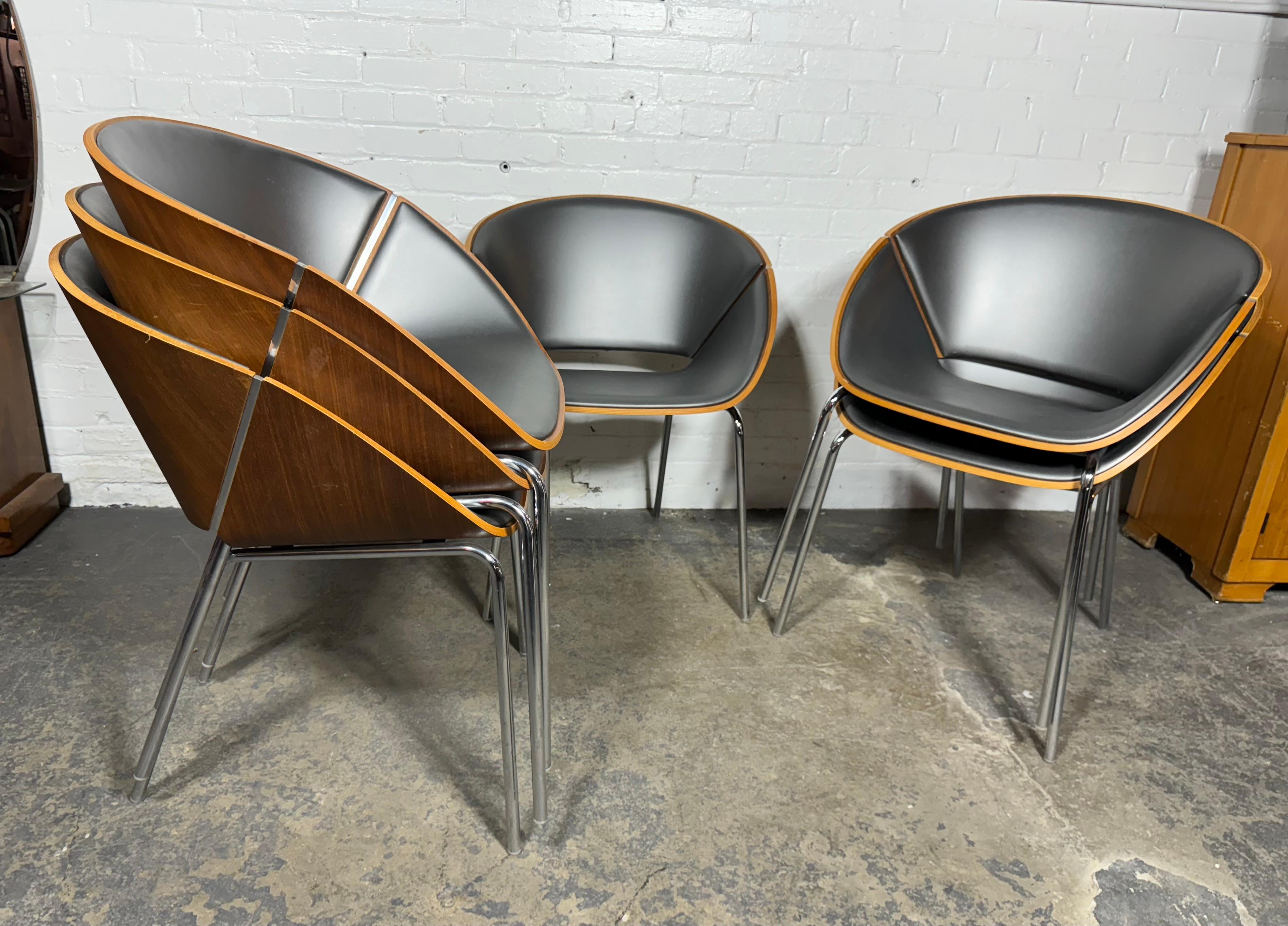 1990s Set of Six Lipse Dining Chairs by Wolfgang C.R. Mezger in Bent ...