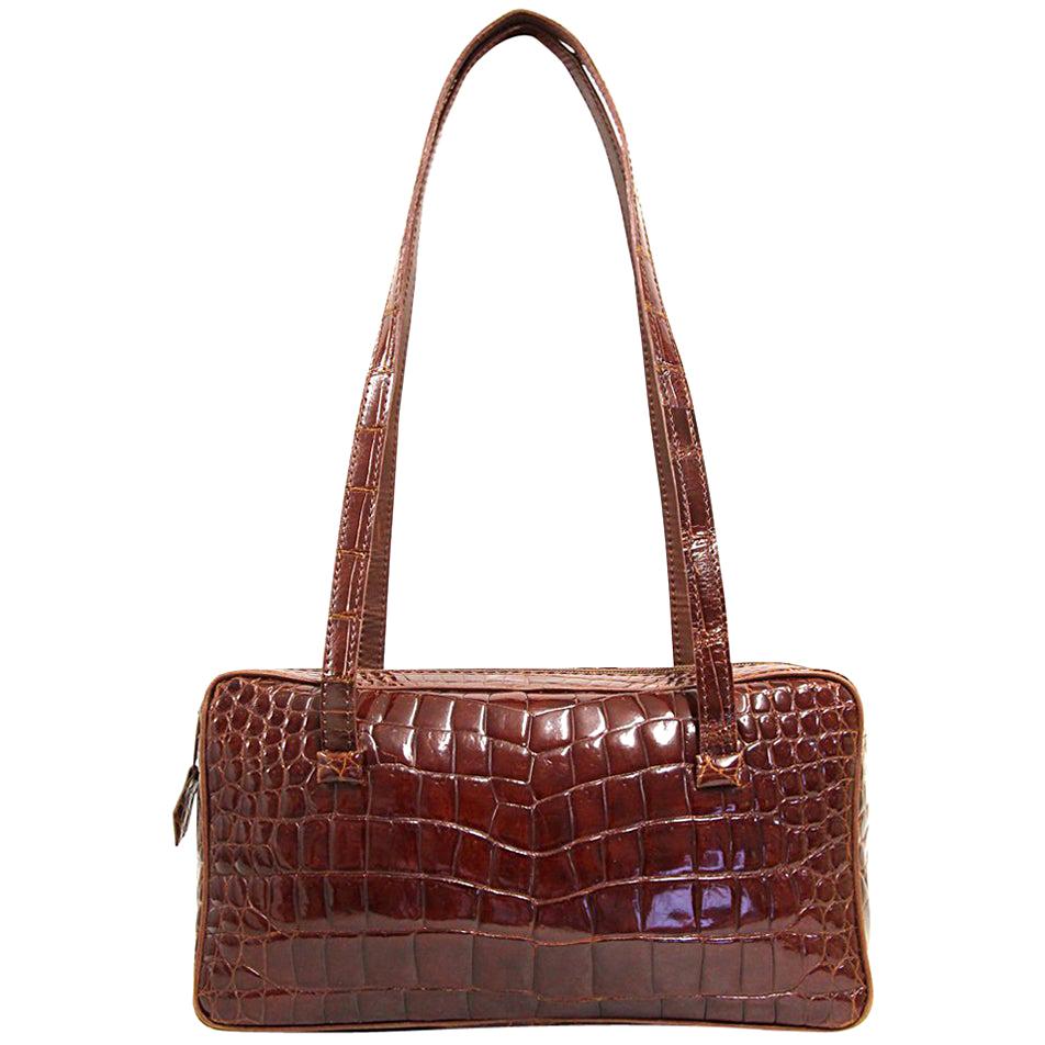 1970s Guido Borelli Black Crocodile Skin Bag at 1stDibs | borelli bags