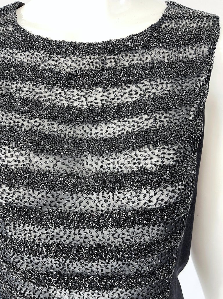 1990s Sonia Rykiel Size 40 / US 12 Black Beaded Semi Sheer Vintage 90s ...