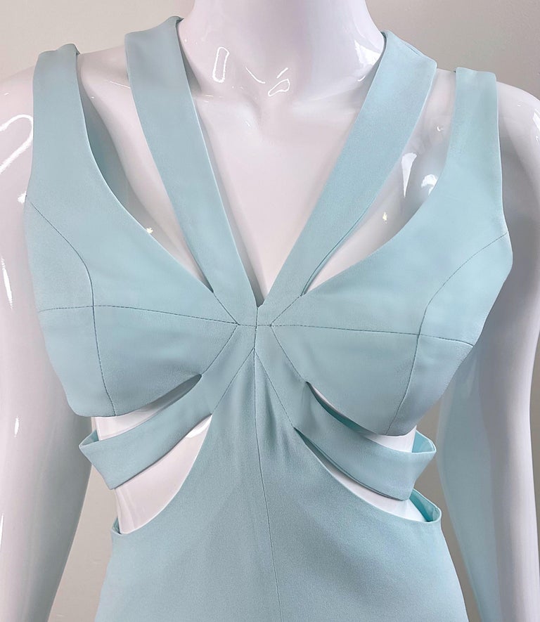 1990s Sophie Siabon Size 38 Light Blue Cut-Out Cage 90s Vintage Sexy ...