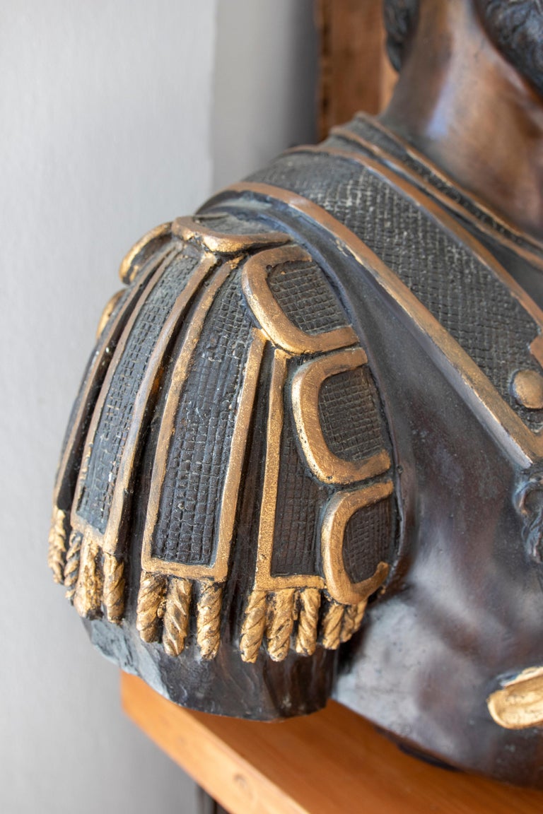1990s Spanish 2-Tone Bronze Bust of a Roman General For Sale at 1stDibs