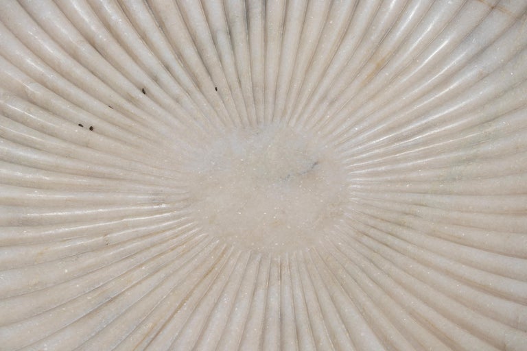 1990s Spanish Aged White Macael Marble Floor Fountain w/ Folded Design ...