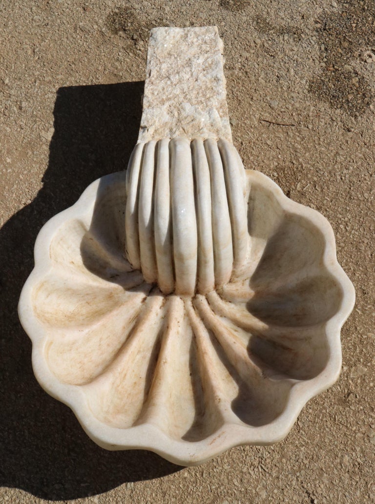 1990s Spanish Hand Carved Aged White Marble Seashell at 1stDibs