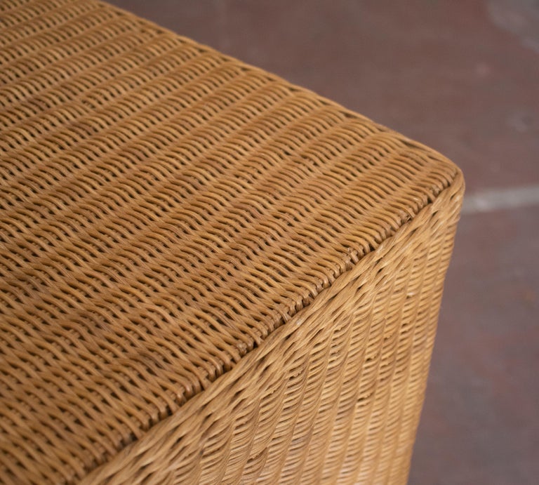 1990s Spanish Hand Woven Wicker Console Table For Sale at 1stDibs