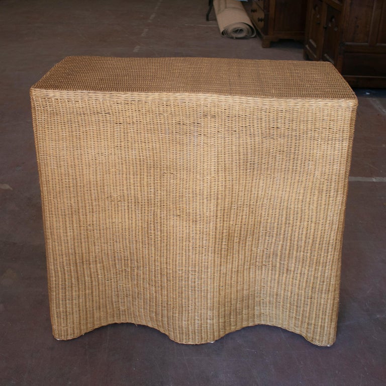 1990s Spanish Hand Woven Wicker Console Table For Sale at 1stDibs