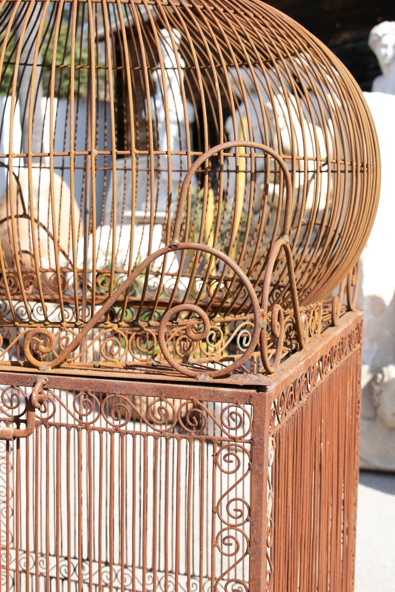 1990s Spanish Large Wrought Iron Bird Cage with Dome For Sale at 1stDibs