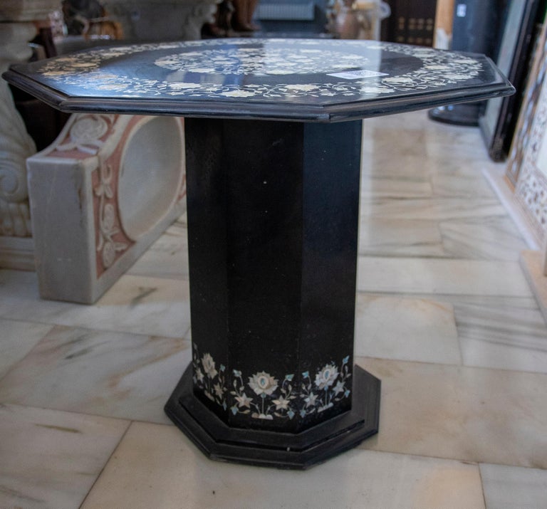 1990s Spanish Mother of Pearl Pietra Dura Inlay Mosaic Octagonal Side ...