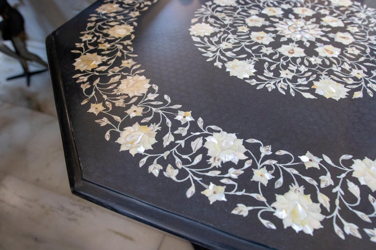 1990s Spanish Mother of Pearl Pietra Dura Inlay Mosaic Octagonal Side ...
