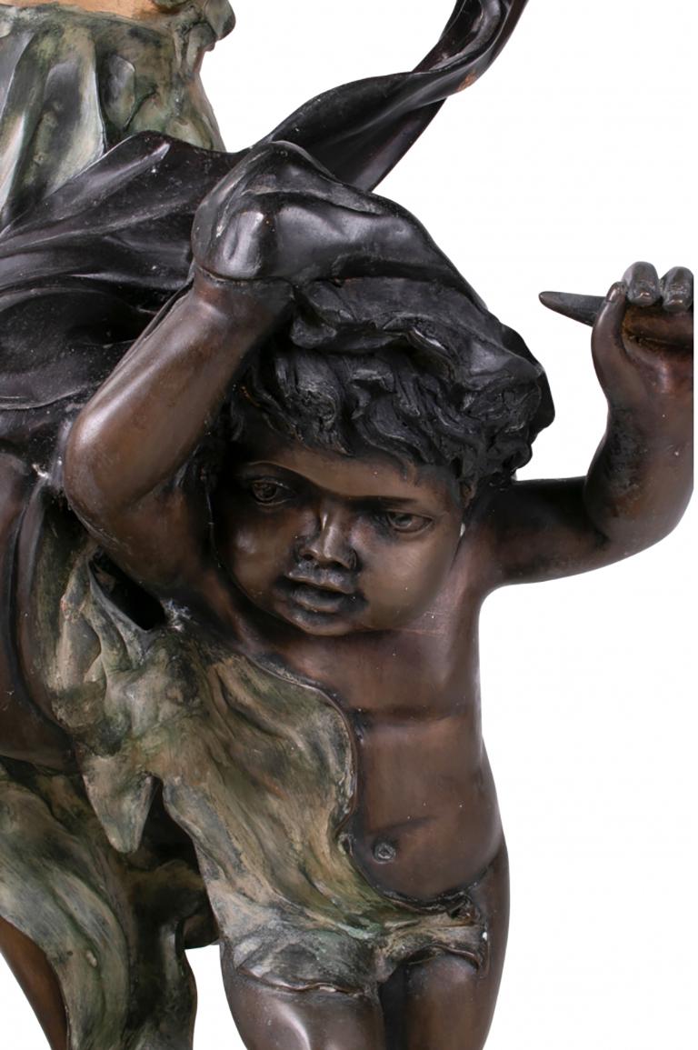 1990s Spanish Painted Cast Bronze Woman and Two Boys Dancing Figure ...