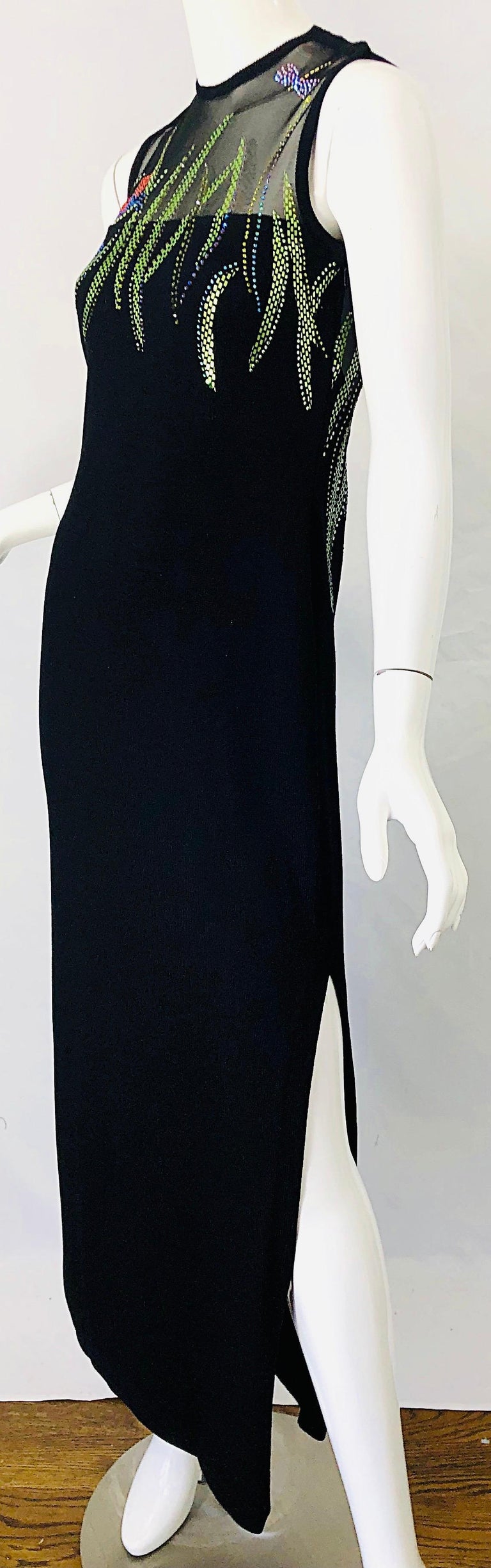 1990s St John Couture Frogs and Dragonflies Rhinestone Black Santana ...