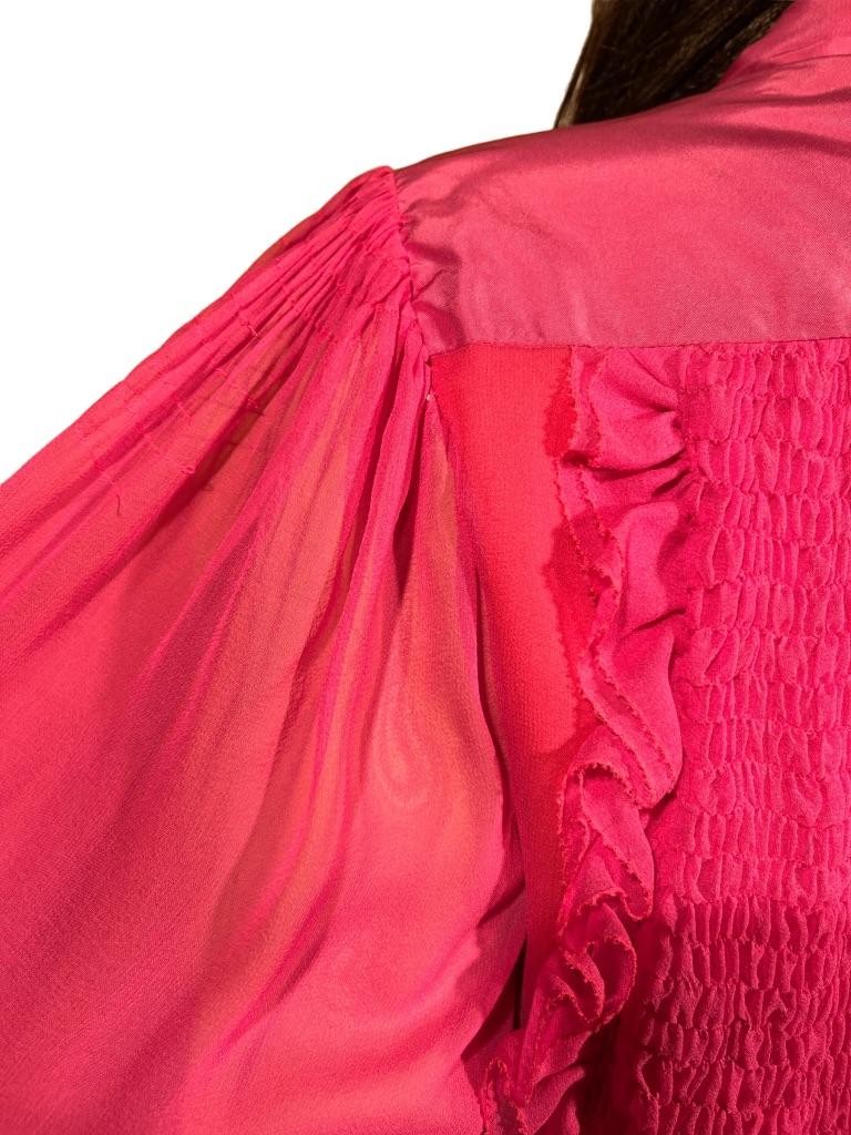 1990’s Stephen Burrows Hot Pink Chiffon Mini Dress For Sale at 1stDibs