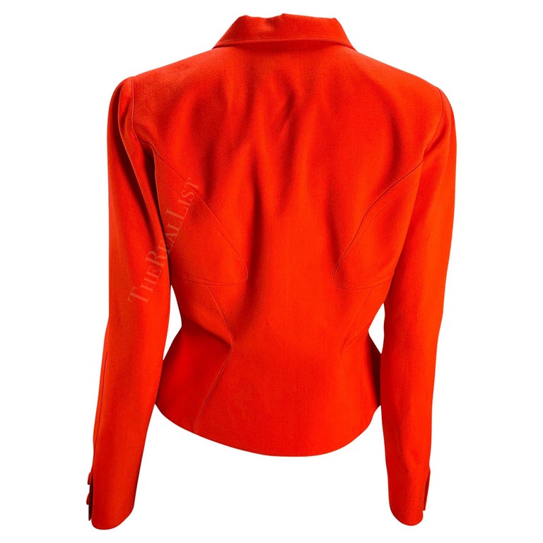 1990s Thierry Mugler Orange Structured Hourglass Cropped Blazer For ...