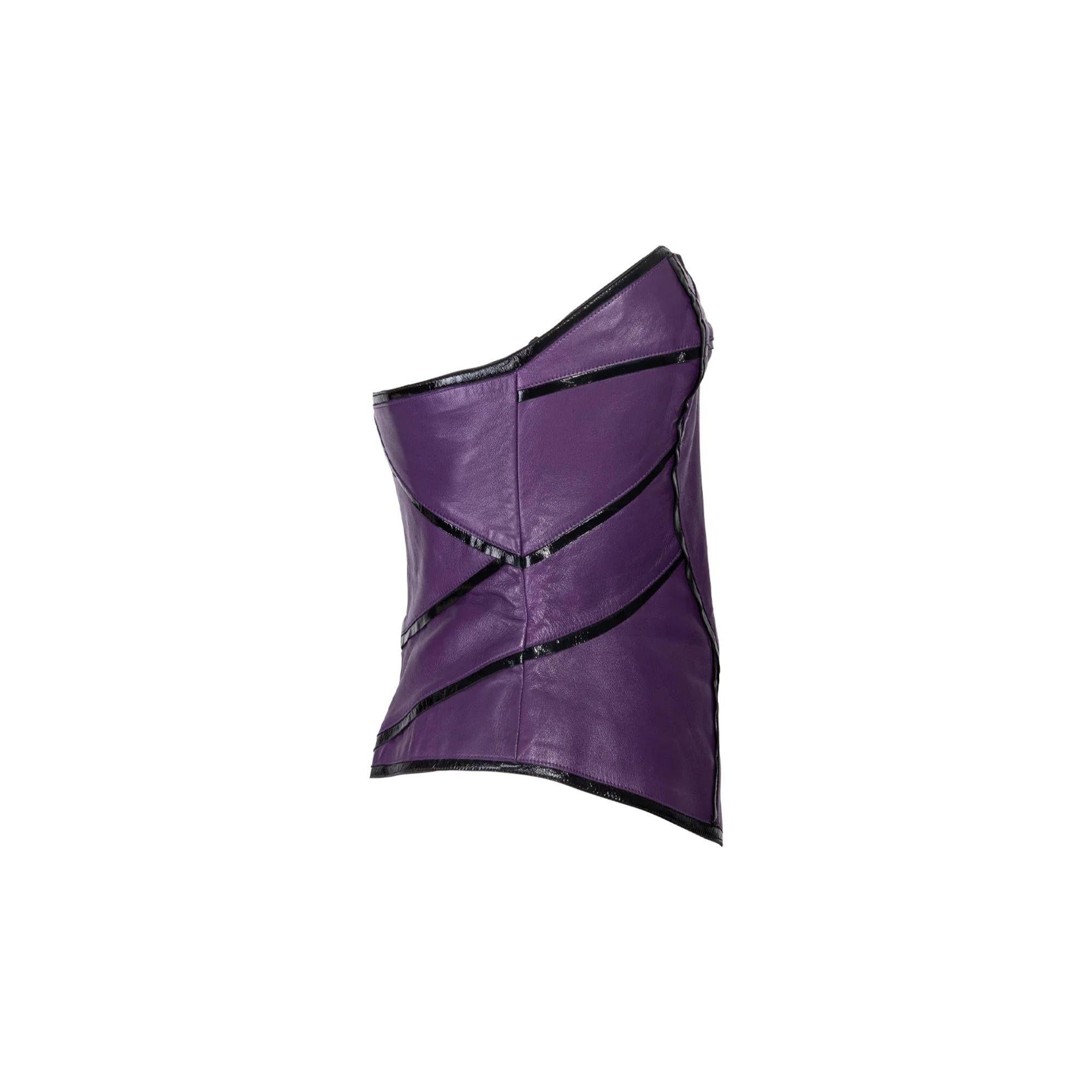 1990's Thierry Mugler Purple and Black Leather Corset at 1stDibs ...