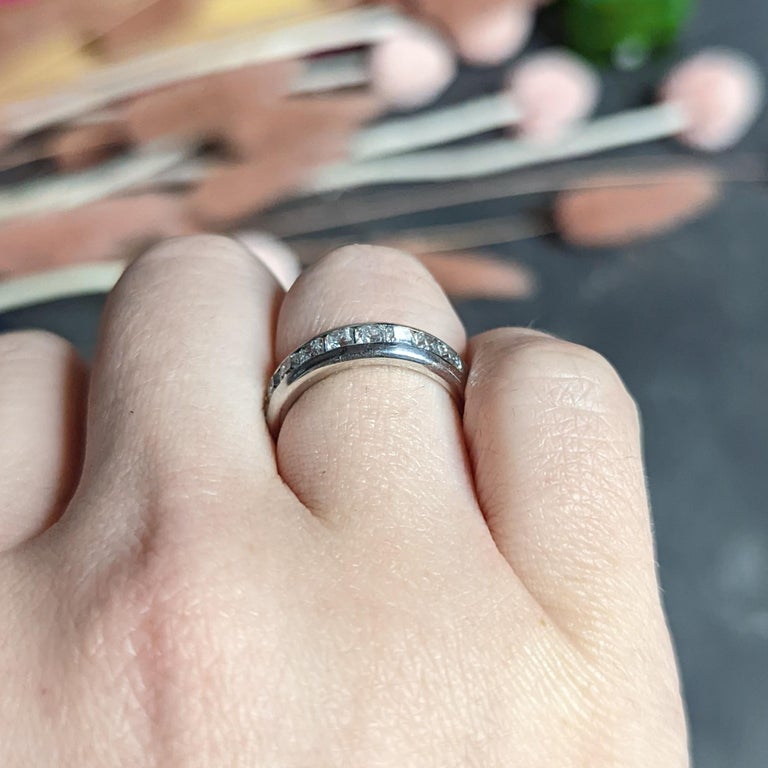 1990's Tiffany and Co. 1.10 Carats Diamond Platinum Lucida Channel Band ...