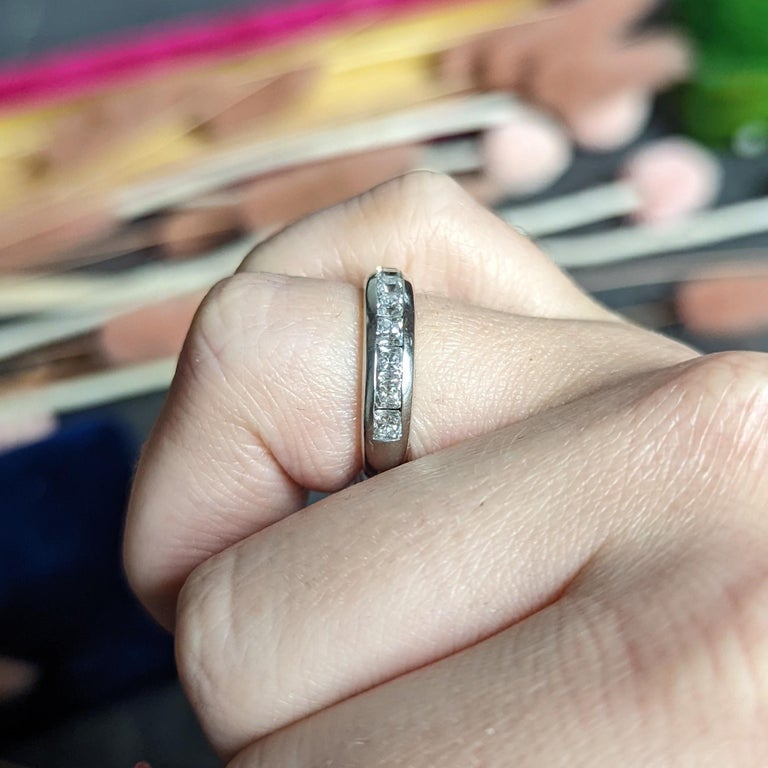 1990's Tiffany and Co. 1.10 Carats Diamond Platinum Lucida Channel Band ...