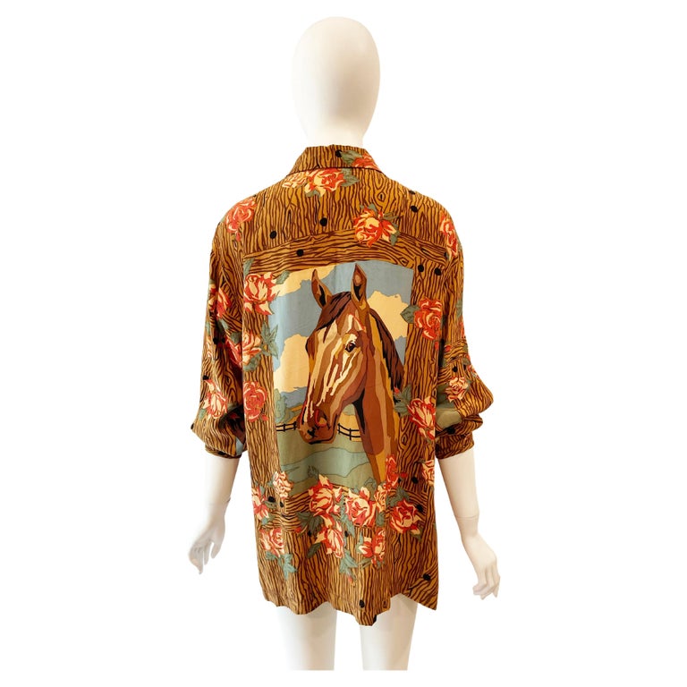 1990s Todd Oldham paint by numbers silk blouse at 1stDibs