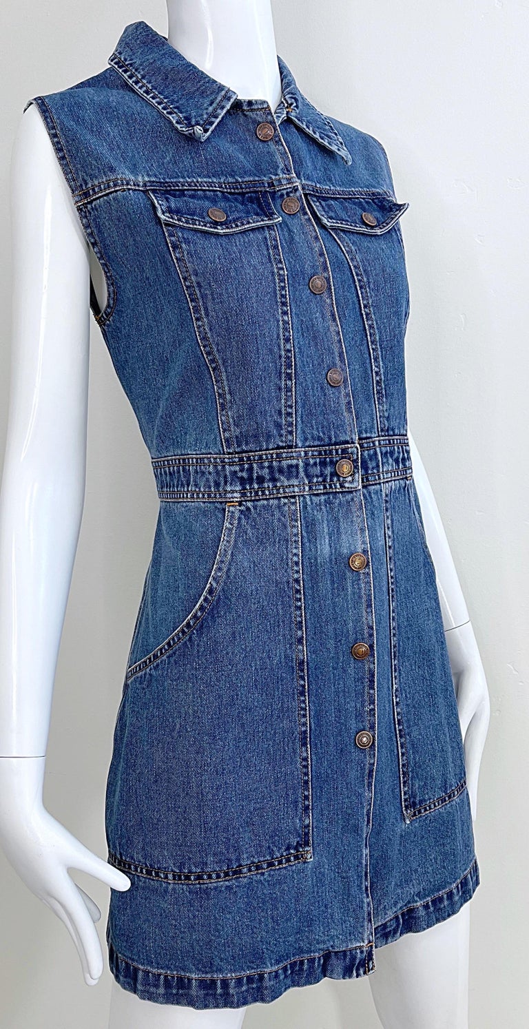 1990s Todd Oldham Size Large Blue Jean Denim Sleeveless Vintage 90s ...