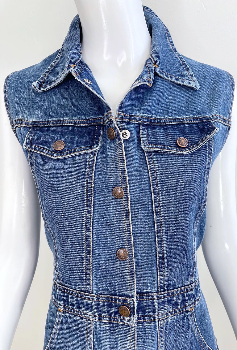 1990s Todd Oldham Size Large Blue Jean Denim Sleeveless Vintage 90s ...